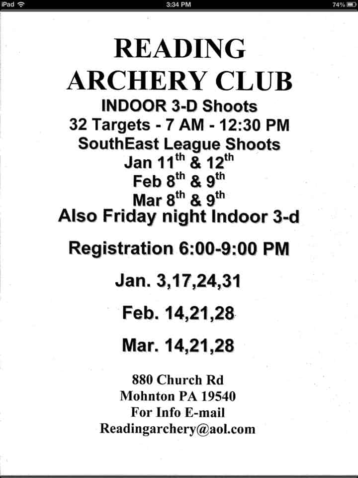 Friday Night Indoor 3D at Reading Archery Club - Walt In PA